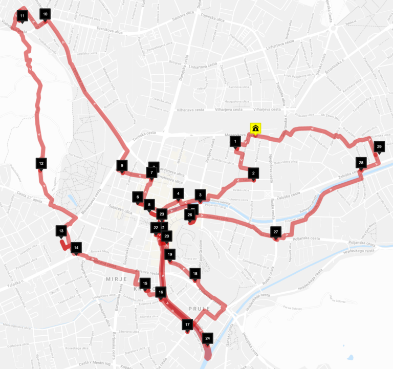 Optimal route between Space Invaders in Ljubljana – Jure Čuhalev